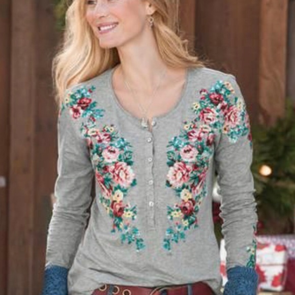 Sundance | Tops | Sundance Tea Time Embroidered Henley | Poshmark